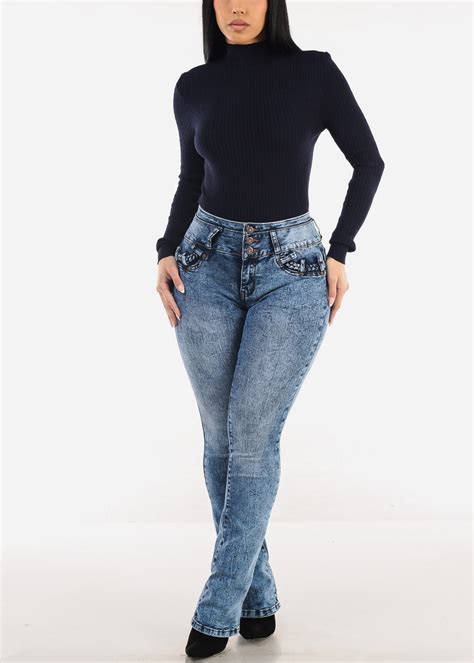 Mx Jeans High Waist Butt Lift Acid Wash Bootcut Jeans Modaxpressonline