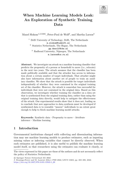 PDF When Machine Learning Models Leak An Exploration Of Synthetic