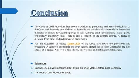 Ppt On Decree Under Code Of Civil Procedure Cpc Pptx