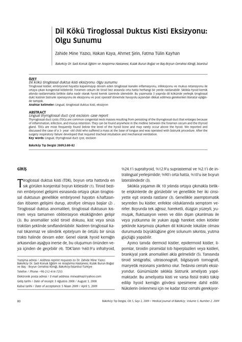 Pdf Lingual Thyroglossal Duct Cyst Excision Case Report