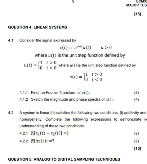 solved 5ecm3major tes[15]question 4 linear systems4 1
