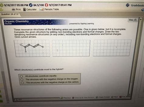 Solved Three Resonance Structures Of The Following Anion Are Chegg