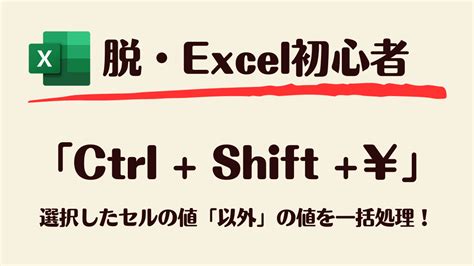 「ctrl Shift ￥」が神業！選択したセルの値以外の値を一括処理！ にゃんこのexcel講座