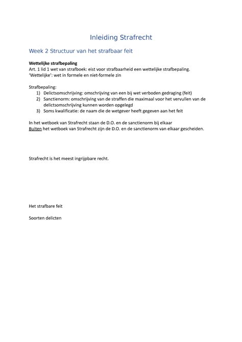 Inleiding Strafrecht Hoorcolleges Inleiding Strafrecht Week 2