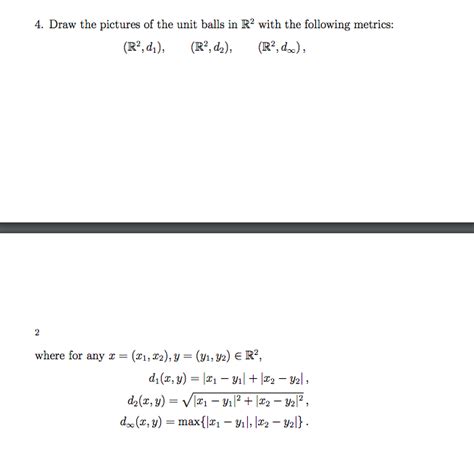 Draw The Pictures Of The Unit Balls In R2 ﻿with The