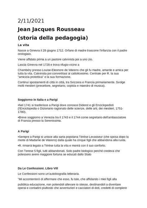 Storia Della Pedagogia Sintesi Del Corso Di Pedagogia Docsity