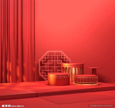 红色窗帘喜庆背景设计图 其他 淘宝界面设计 设计图库 昵图网