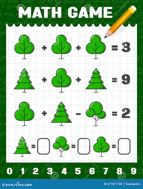 Acertijo De Hoja De Cálculo De Juegos De Matemáticas De árboles
