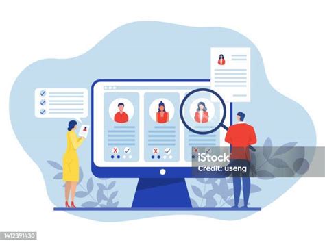 Kyc 또는 노트북 벡터 일러스트 레이터의 돋보기를 통해 파트너에서 고객 개념의 신원을 확인하는 비즈니스로 고객을 알고 있습니다 Know Your Customer에 대한