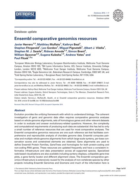 PDF Ensembl Comparative Genomics Resources
