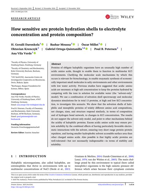 Pdf How Sensitive Are Protein Hydration Shells To Electrolyte Concentration And Protein