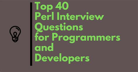 Top 40 Perl Interview Questions And Answers For Programmers Java67