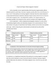 Electromagnetic Induction Lab Report Docx Virtual Lab Report