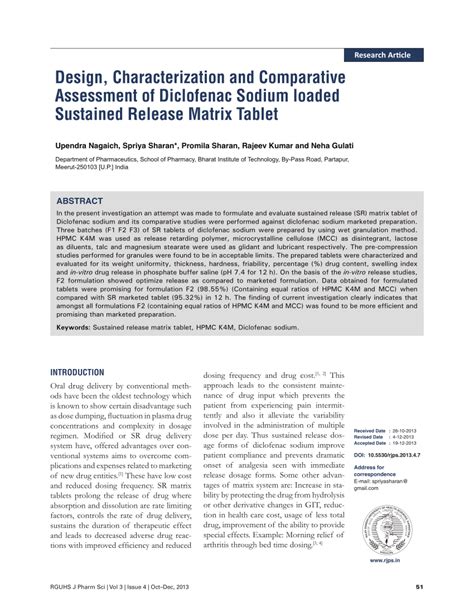 Pdf Design Characterization And Comparative Assessment Of Diclofenac