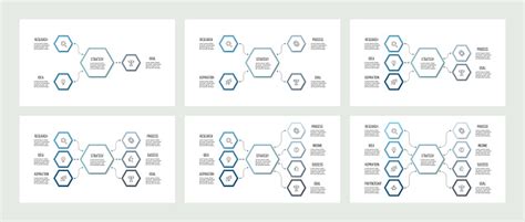비즈니스 Infographic입니다 조직 차트 3 4 5 6 7 8 옵션 육각형 벡터 템플릿입니다 편집 가능한 선입니다 0명에
