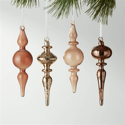 Optic Brown Glass Teardrop Christmas Tree Ornaments Set Of 4 Reviews