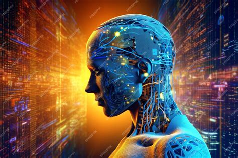 3d rendering technology robotics data analytics or futuristic cyborg