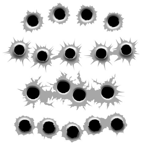 Realistic Bullet Holes Set Royalty Free Vector Image