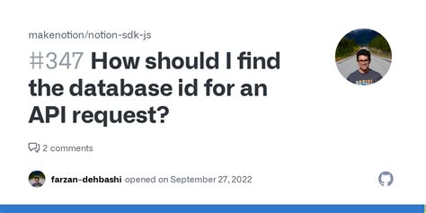 How Should I Find The Database Id For An API Request Issue 347
