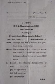 MGKVP BCA III SEM Question Papers 2021