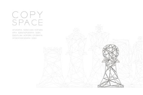 체스 폰 와이어 프레임 다각형 실버 프레임 구조 비즈니스 전략 개념의 디자인 일러스트 레이 션의 블랙 그라데이션 배경 복사 공간 벡터 Eps 10에 고립 강철에 대한 스톡