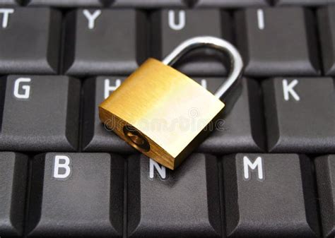 Network Ethernet Cables In Padlock On Computer Motherboard Internet