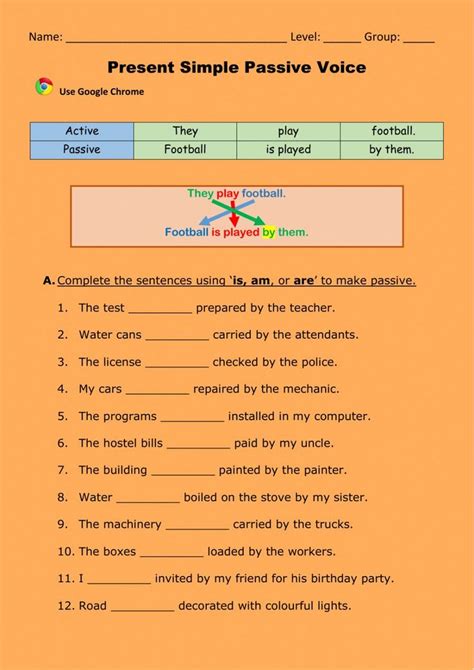 Passive Present Simple Worksheet Active And Passive Voice Passive