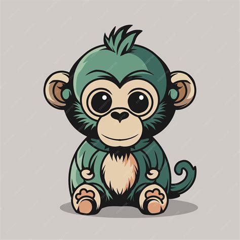 Premium Vector Chibi Monkey Cute Character Logo Design