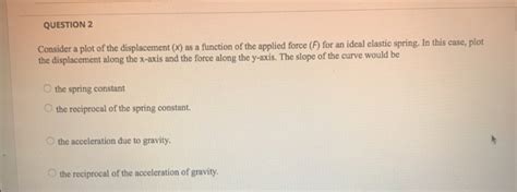 Solved Question 2 Consider A Plot Of The Displacement X As