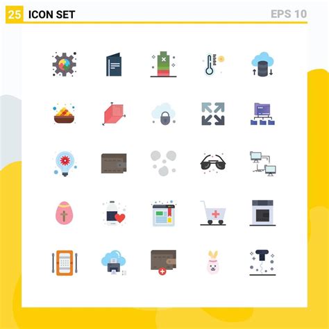 25 Thematic Vector Flat Colors And Editable Symbols Of Cloud Hosting Thermometer Advertisement