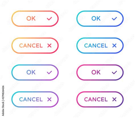 Ok Cancel Web Buttons Set Outline Ui Web Buttons In Flat Style Rounded Vector Buttons On