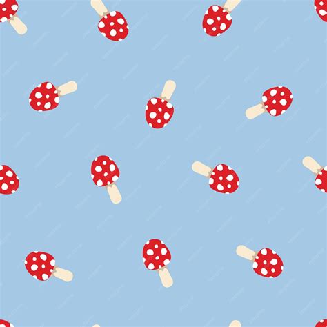 Premium Vector Mushroom Seamless Pattern Amanita Muscaria Fly Agaric