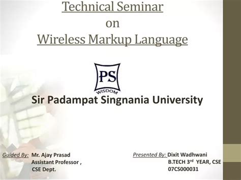 Ppt Technical Seminar On Wireless Markup Language Powerpoint