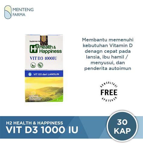 H2 Vit D3 1000 Iu 30 Kapsul Suplemen Vitamin D3 Bantu Jaga Daya Taha