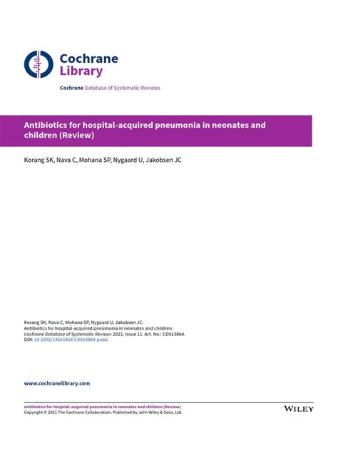 Antibiotics For Hap Cochrane Pdf Pneumonia Systematic Review