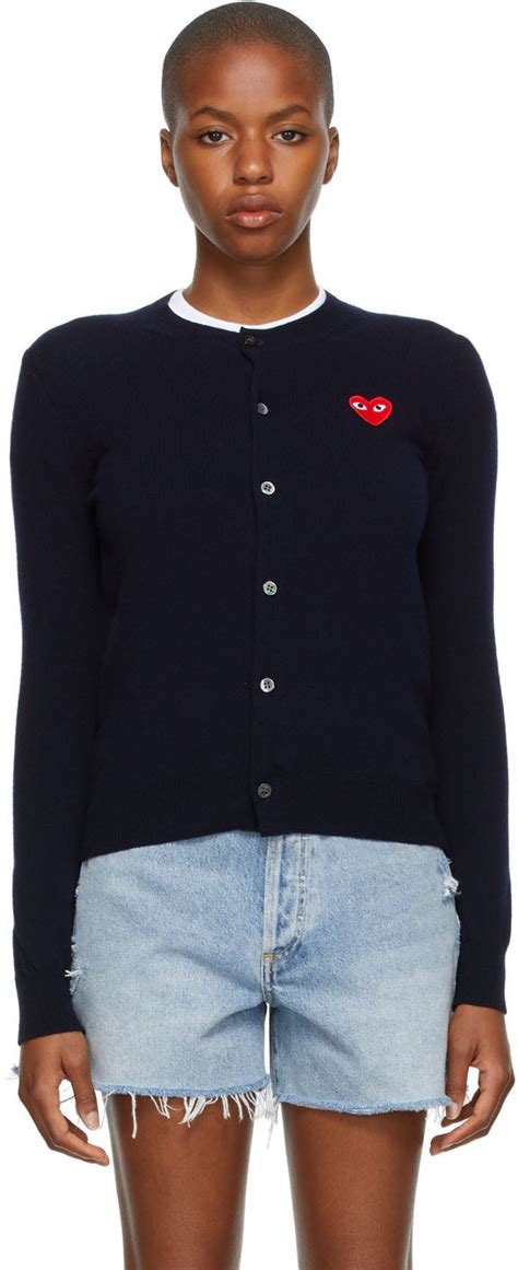 Comme Des GarÇons Play Heart Patch Wool Cardigan Comme Des Garcons Play