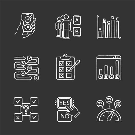 Survey Chalk Icons Set Online Poll Choose Option Select Correct And Wrong Answer Social