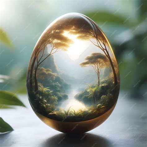 Premium Photo Happy Easter A Clear Whitegold Egg With A Beautiful