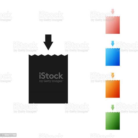 흰색 배경에 격리 된 검은 종이 쇼핑 백 아이콘입니다 패키지 기호입니다 다채로운 아이콘을 설정합니다 벡터 일러스트레이션 가방에