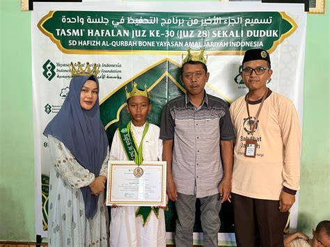 Muhammad Azka Zakaria Murid Ketujuh Sd Hafizh Al Qurbah Bone Khatam Qur