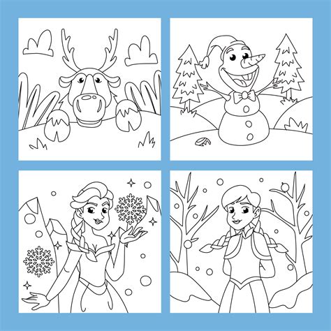 Snowy Princess And Friends Coloring Pages 23803874 Vector Art At Vecteezy