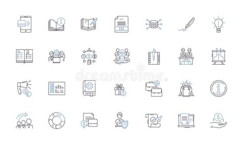 Investment Advisory Space Line Icons Collection Portfolio Diversification Risk Strategy