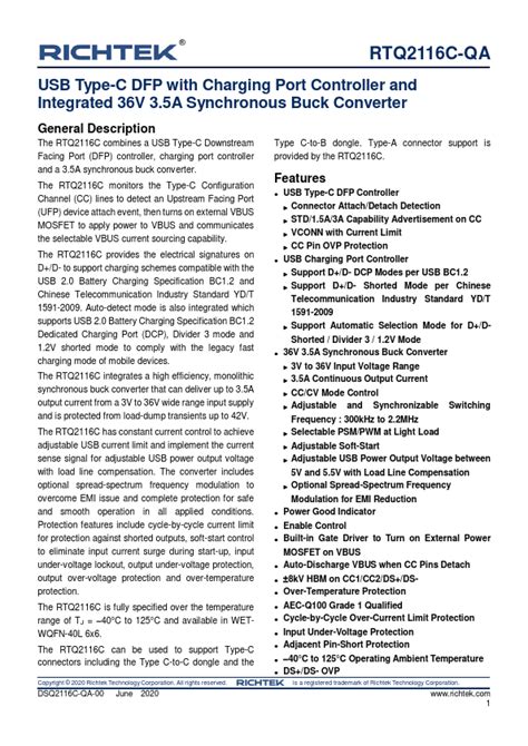 Rtq2116c Qa Usb Type C Dfp Richtek