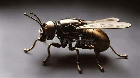 Bug On A White Background A Steampunk Flashing Firefly Lightning Bug