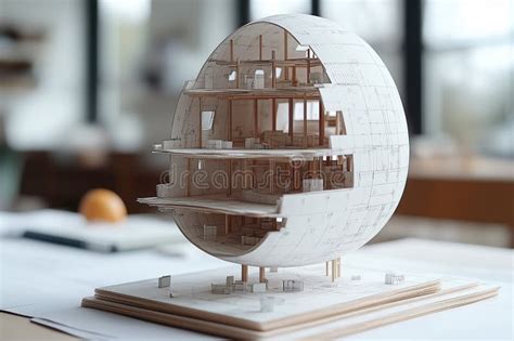 Intricate Architectural Model Of Spherical Building With Layered
