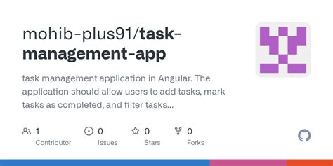 GitHub Mohib Plus Task Management App Task Management Application In Angular The