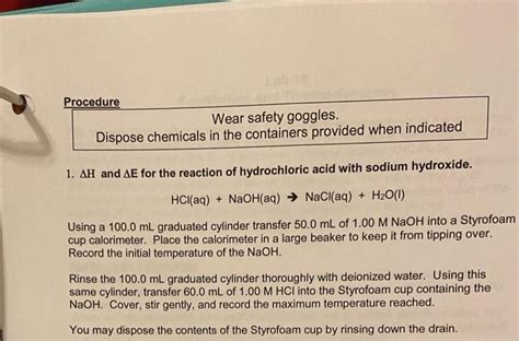 Solved Data And Calculations AH And AE For The Reaction Chegg