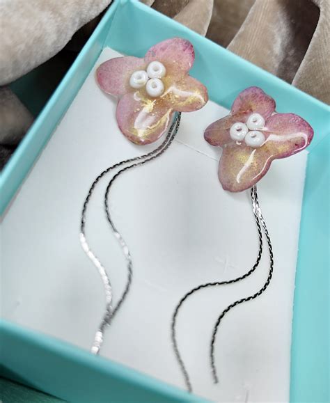 Flower Epoxy Earrings Epoxy Resin Earrings With Real Flowers Etsy