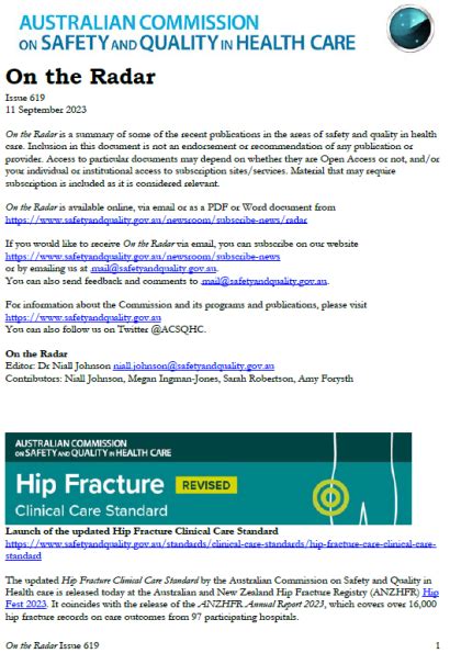 On The Radar Issue 619 Australian Commission On Safety And Quality In