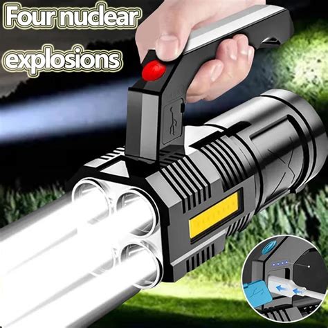 Jual Senter 4 LED Jarak Jauh COB Super Terang USB Rechargeable MX